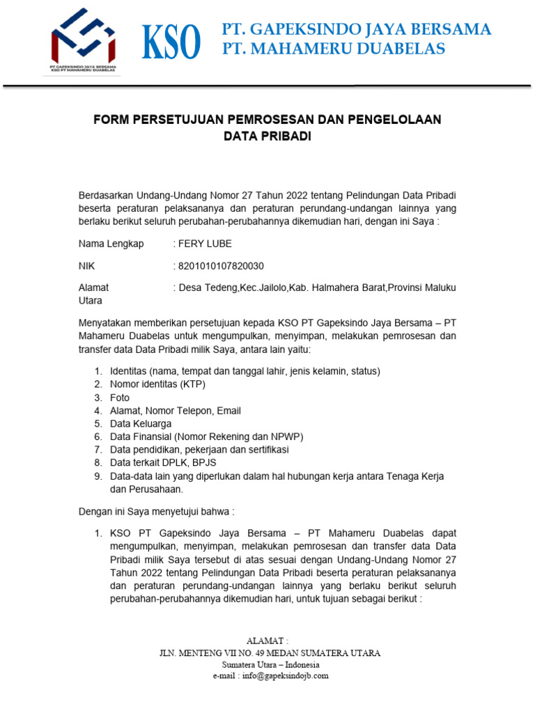 Consent Letter Ulp Jailolo | PDF