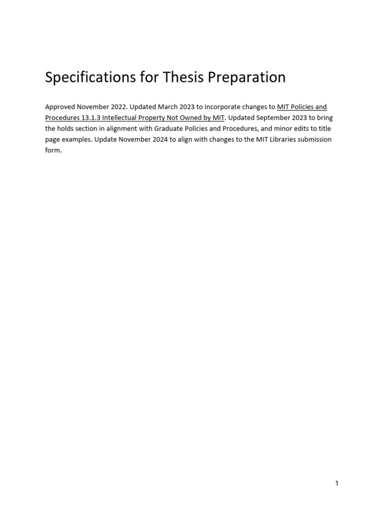 Specifications For Thesis Preparation 2022 2023 For PDF | PDF | Thesis ...