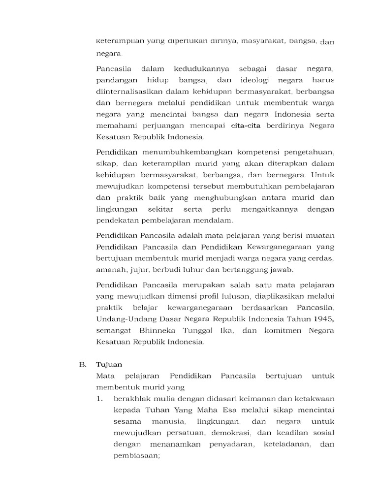 CP Terbaru 2025 - Pendidikan Pancasila | PDF