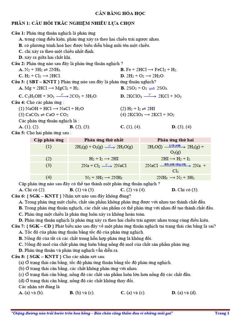Can Bang Hoa Hoc Phần 1 | PDF