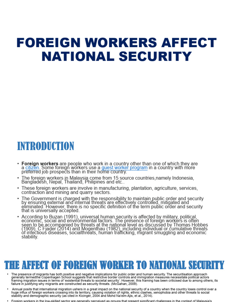Foreign Workers Affect National Security | PDF | Illegal Immigration ...