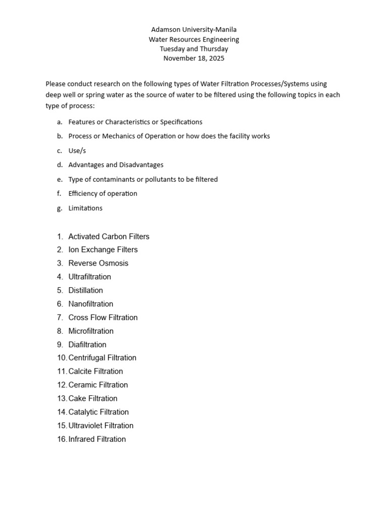 1a.1 111825 HW FPeriod Different Types of Water Filtration Process ...