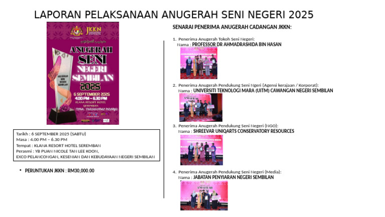 Laporan Anugerah Seni Negeri Sembilan 2025 | PDF
