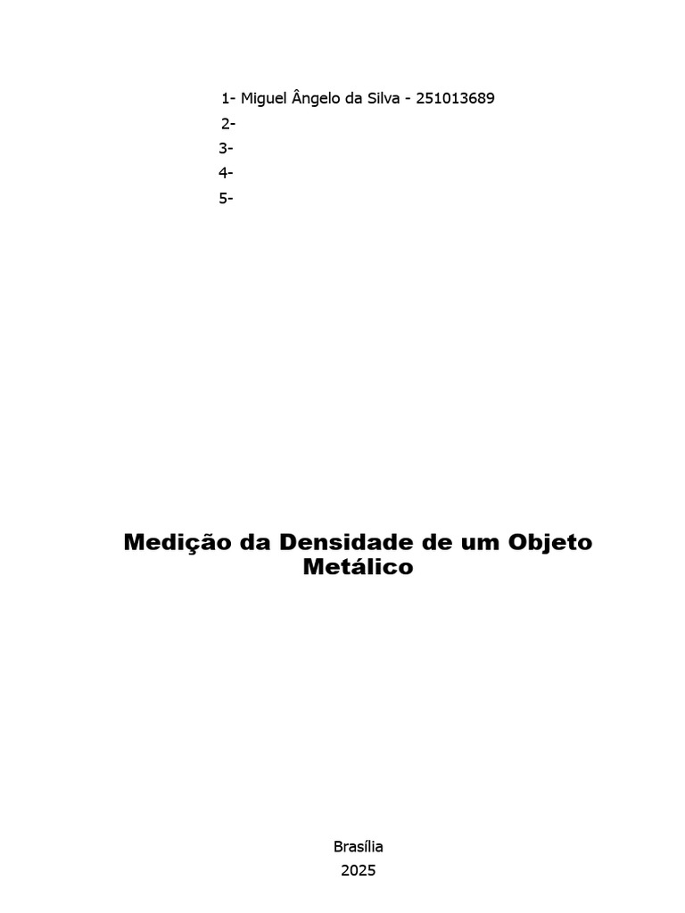 Densidade de Bloco Metálico: Estudo Experimental | PDF | Densidade ...