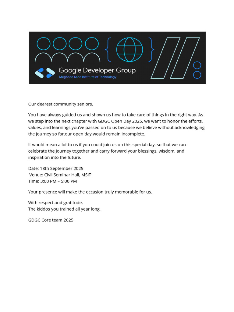 Invitation To GDGC Open Day 2025 | PDF
