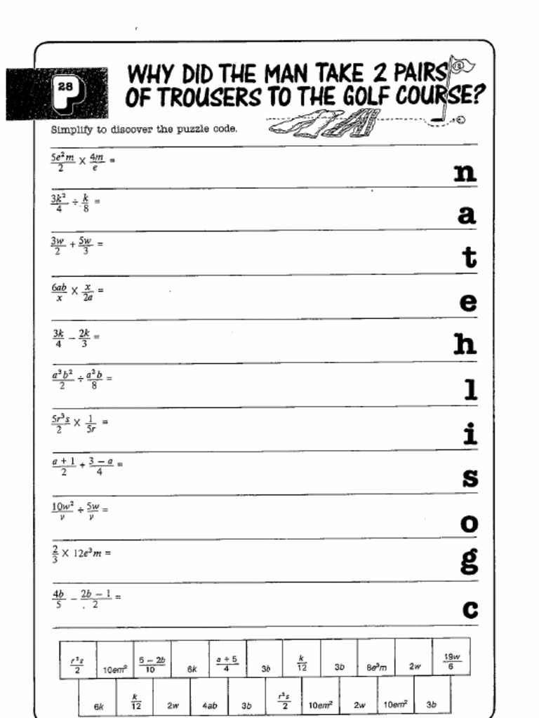 WORKSHEET 3 Multiplying & Dividing Algebraic Fraction Puzzle | PDF