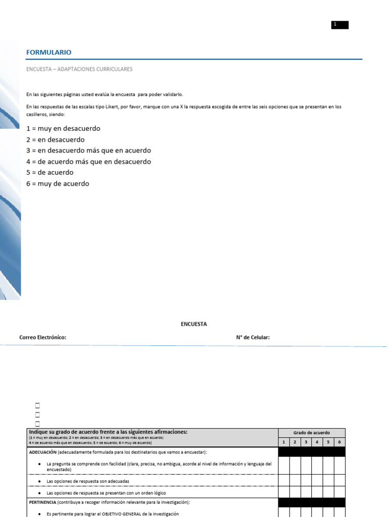 Formulario para Validacion Con Cronbach-Completo | PDF | Metodología de encuesta | Cuestionario