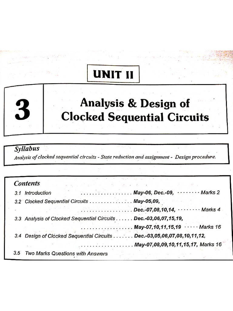 Unit 3 - Analysis and Design of Clocked Sequential Circuits | PDF