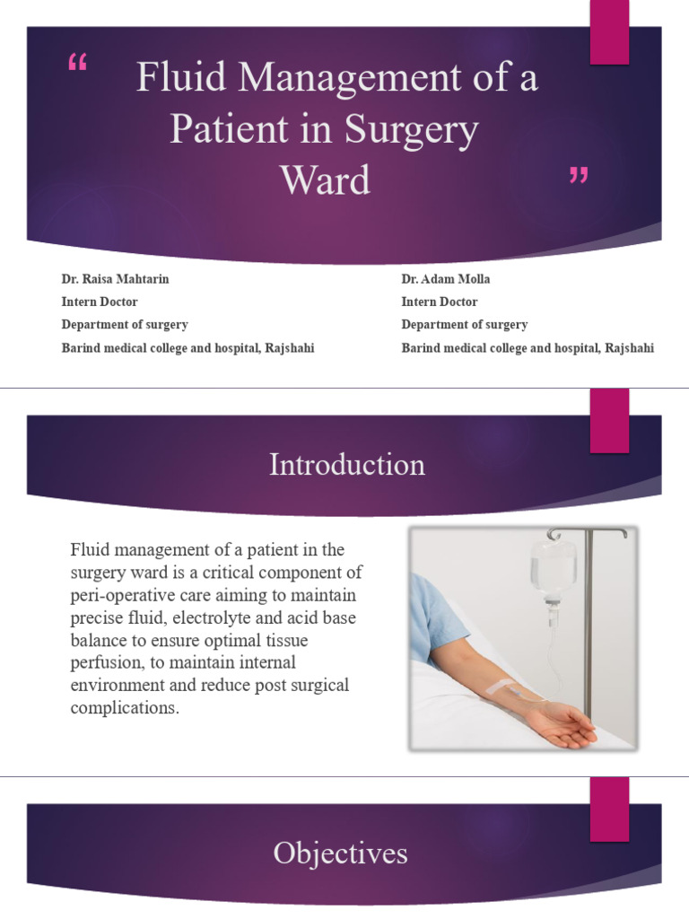 Fluid Management of A Patient in Surgery Ward-5 | PDF | Dehydration ...