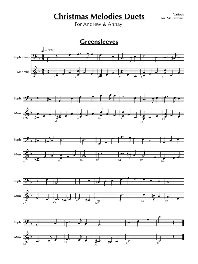 Christmas Melodies for Duet Performance | PDF | Christmas | Elementary ...