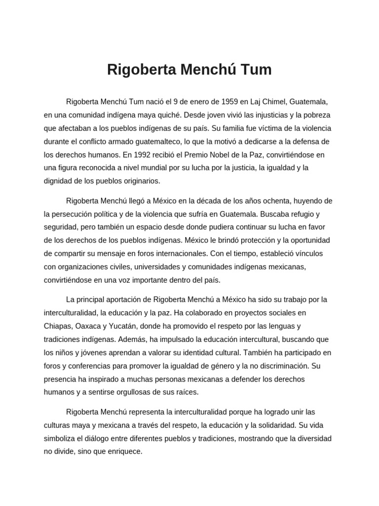 Rigoberta Menchu Tum | PDF