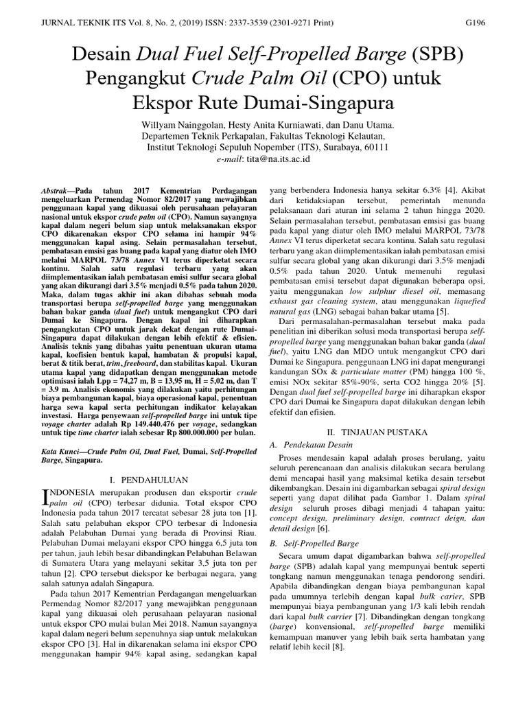 Desain Dual Fuel Self-Propelled Barge (SPB) | PDF