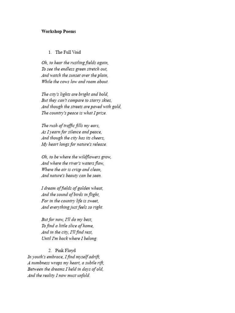 Angelina - Workshop Poems | PDF