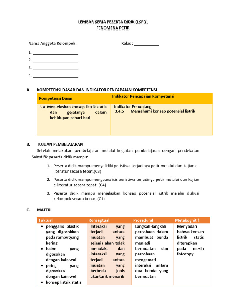 LKPD TERBARU PETIR | PDF