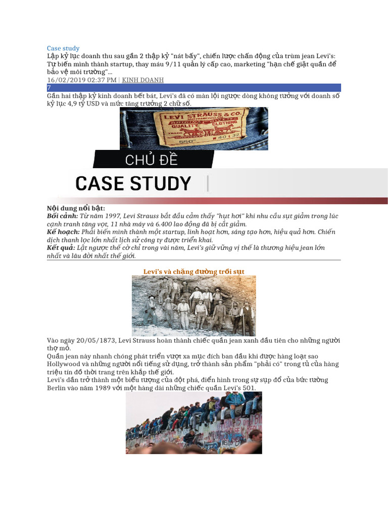 Case Study QUẦN LEVIS | PDF