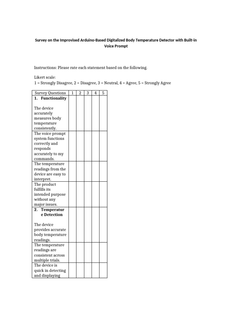 Survey Arduino Voice Prompt Likert Scale | PDF