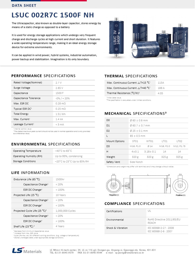Datasheet - Lsuc 002r7c 1500f NH - Uccell | PDF | Voltage | Electricity
