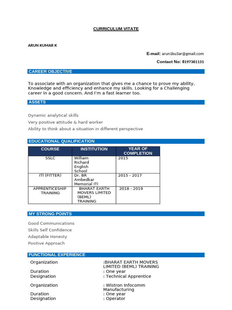 Arun Kumar Resume Main | PDF | Learning | Cognition