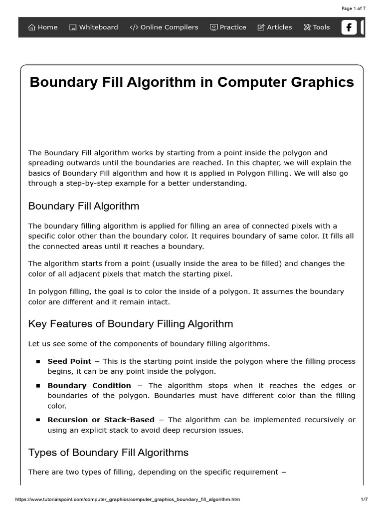 Boundary Fill Algorithm in Computer Graphics | PDF | Software ...