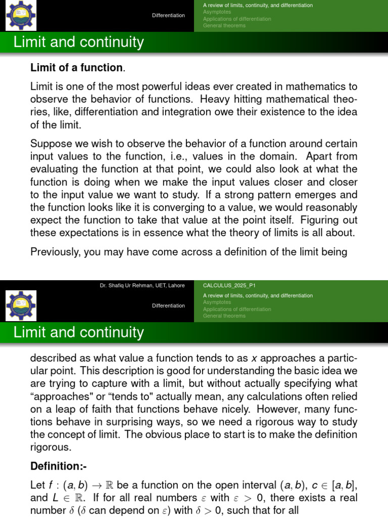 Calculus 2025 P1 | PDF | Continuous Function | Limit (Mathematics)