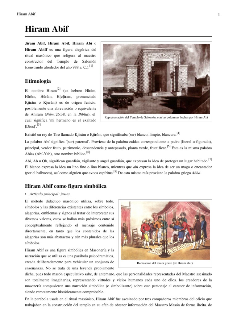 Hiram Abif: Simbolismo Masónico y Orígenes Bíblicos | PDF | Religión y ...