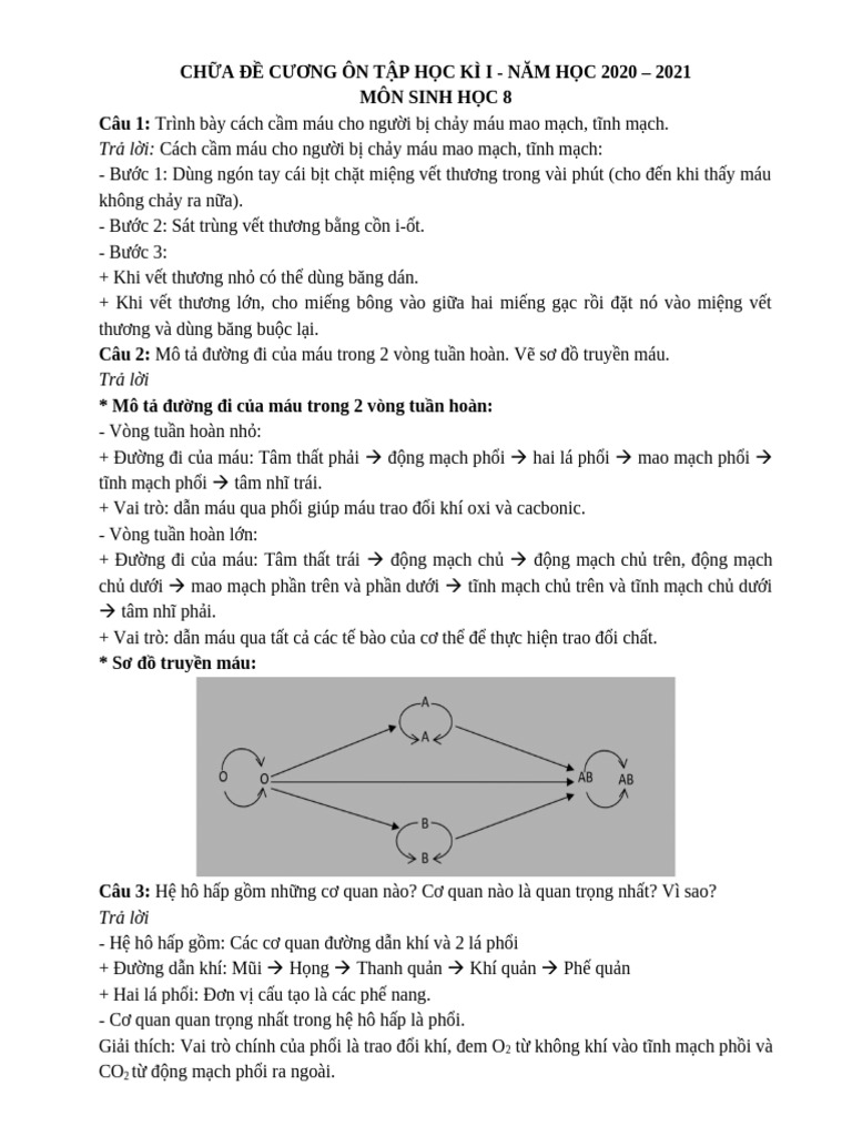ĐỀ-CƯƠNG-HKI-SINH-8 | PDF