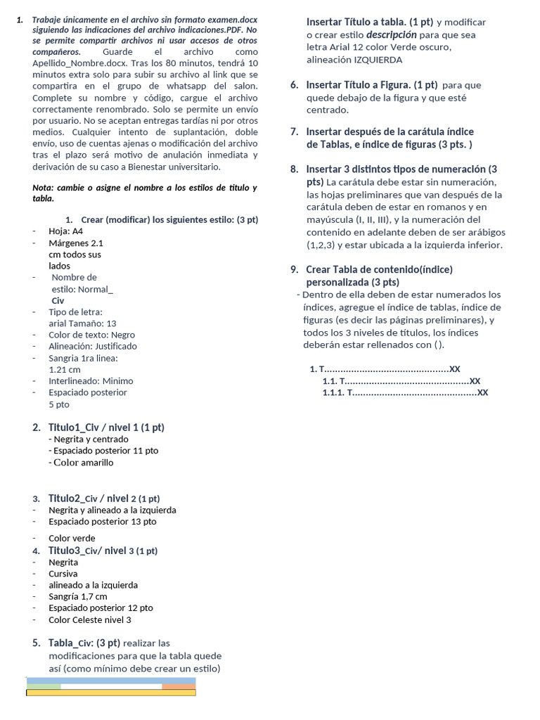 Instrucciones para Formato de Examen | PDF