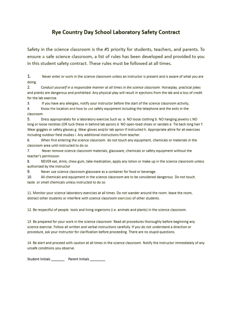 Lab Safety Contract Biology and Syllabus Receipt | PDF