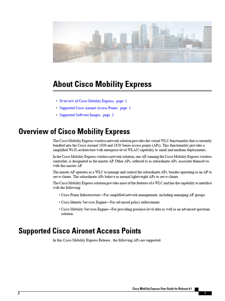 About Cisco Mobility Express | PDF | Wireless Access Point | Wireless ...