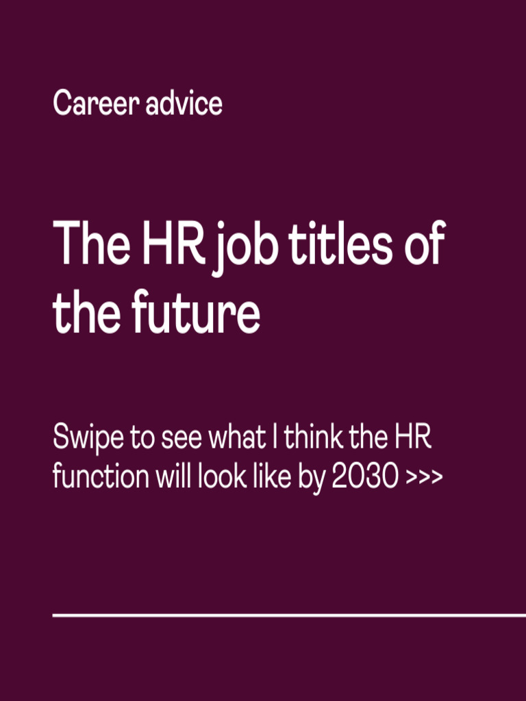 HR Job Titles in The Future | PDF