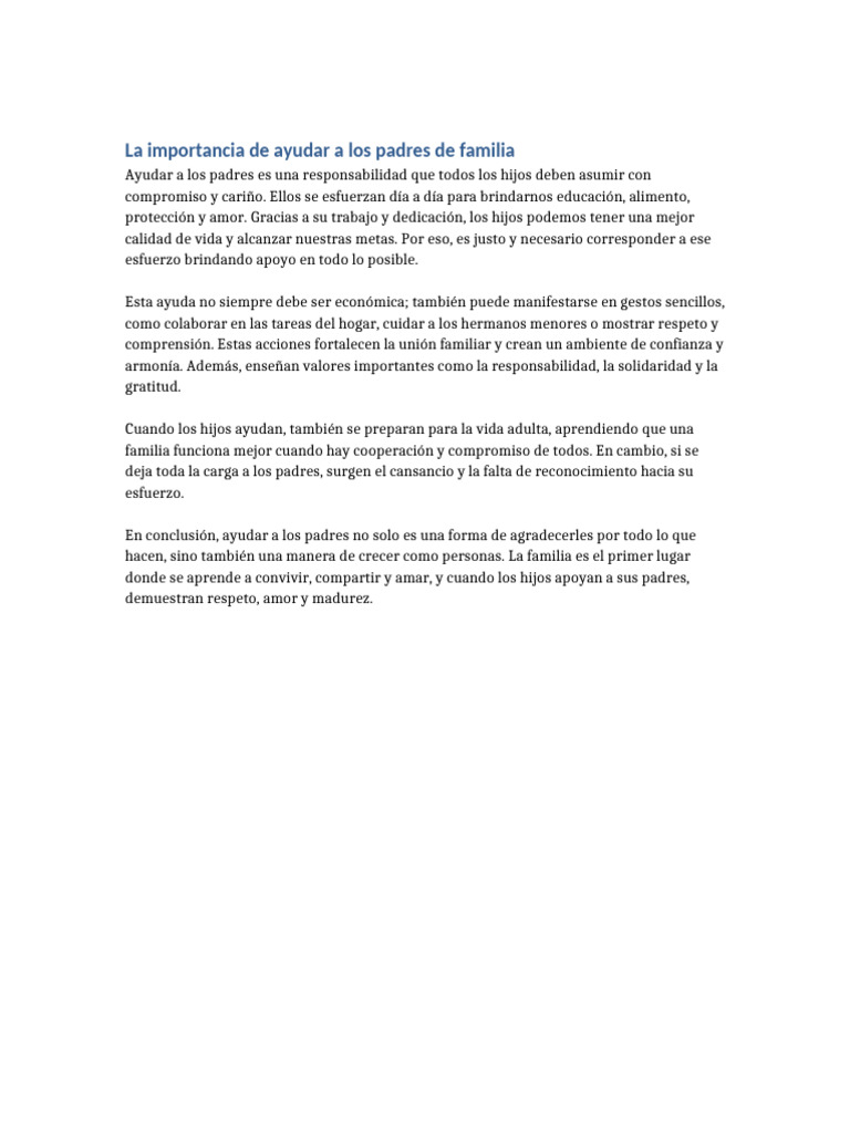 La Importancia de Ayudar a Los Padres de Familia (1) | PDF