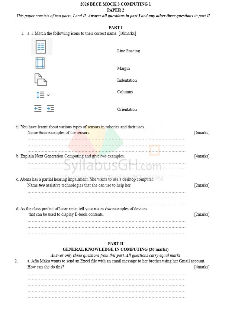 2026 BECE Mock Computing Paper 2 | PDF | Information Technology | Software
