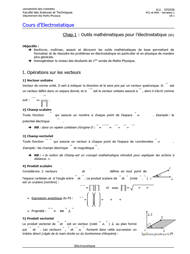 Outils mathématiques en électrostatique | PDF | Analyse vectorielle ...
