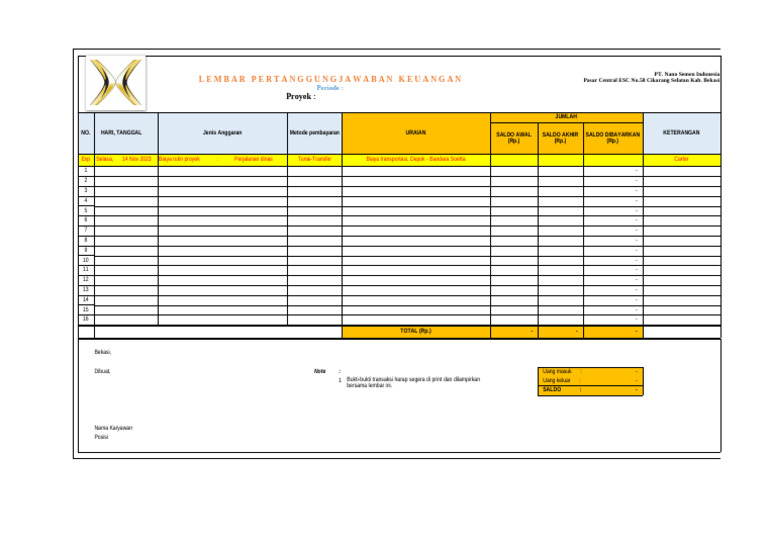 Form Rekapan Bon Dinas ( LPJ ) | PDF