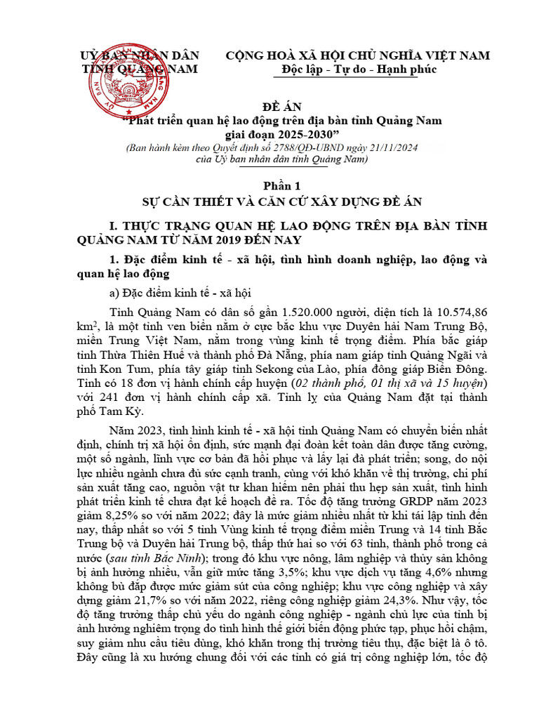 2788-De an Phat Trien Quan He Lao Dong Giai Doan 2025-2030 | PDF