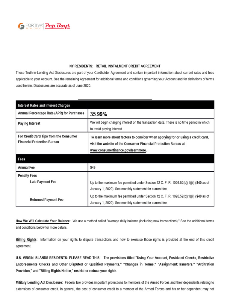 Cardholder Agreement: Interest Rates and Interest Charges | PDF ...