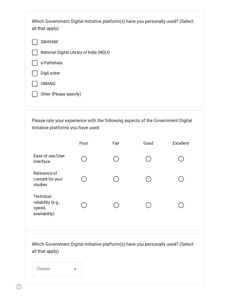 Survey on Government Digital Initiative Among College Students | PDF