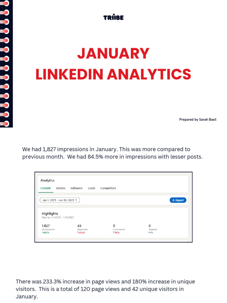 January LinkedIn Analytics Report | PDF