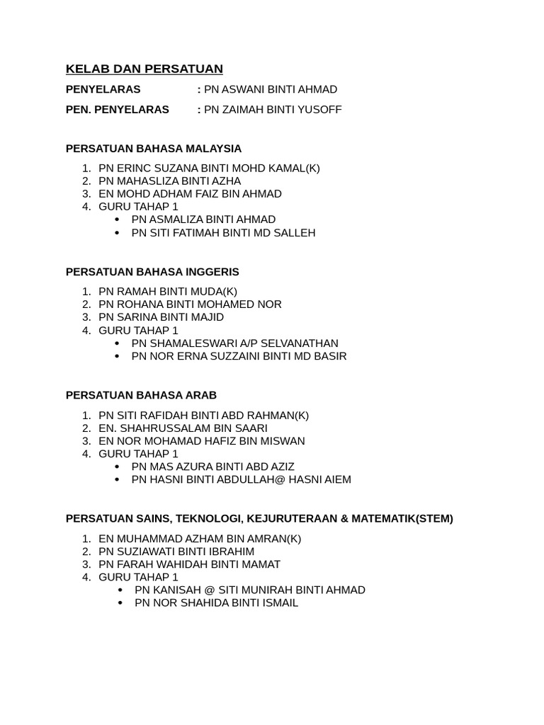 Ajk Kelab Persatuan Terkini 2025 | PDF