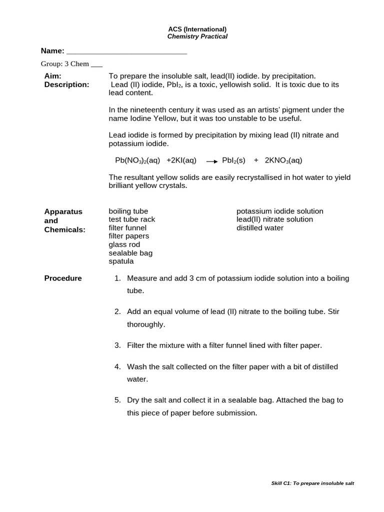 Making PbI2 - 2014 | PDF | Filtration | Chemical Substances