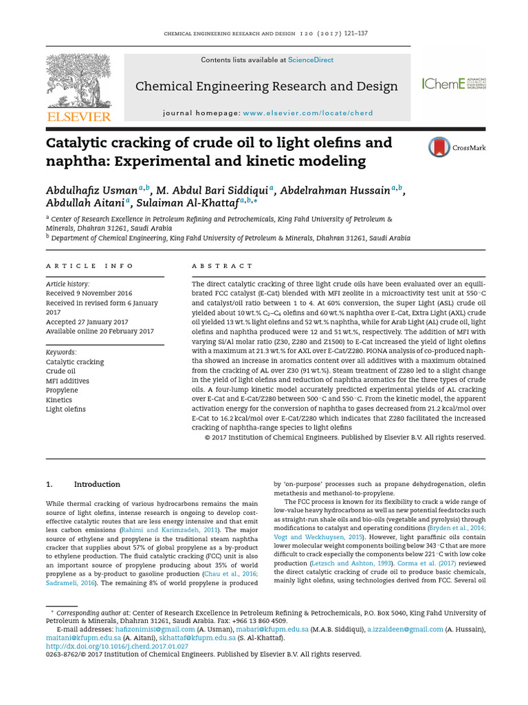 Catalytic Cracking of Crude Oil To Light Olefins and | PDF | Cracking ...