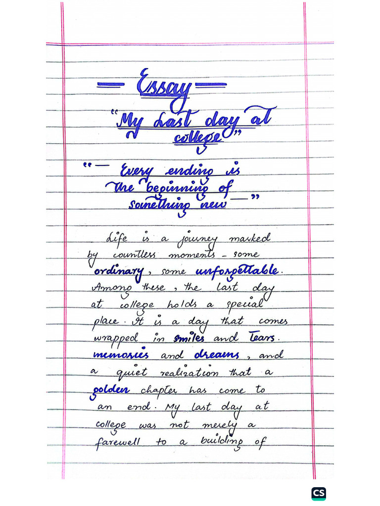 Essay My Last Day at College | PDF