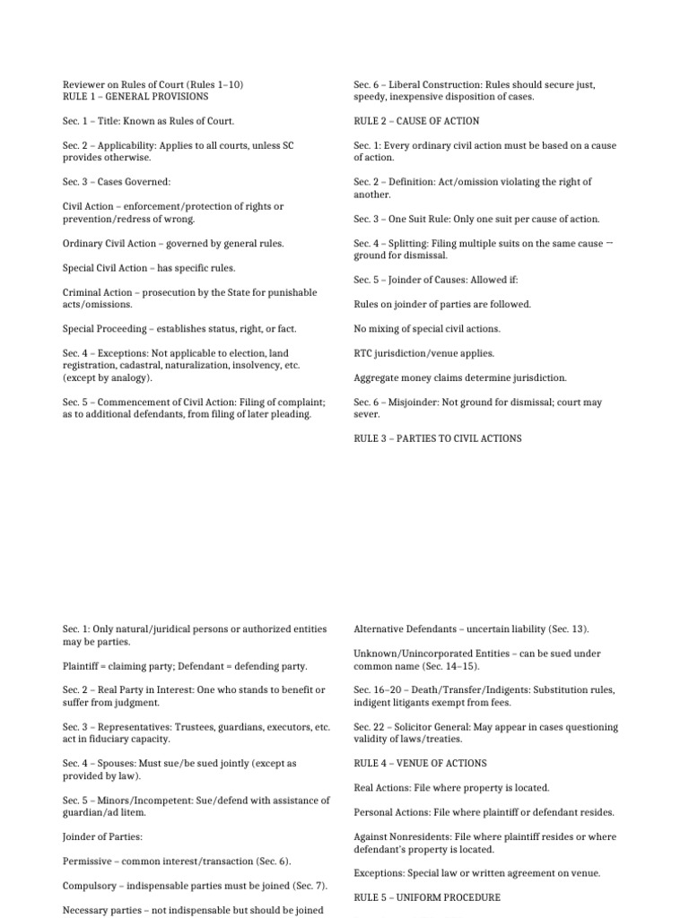 Overview of Court Rules 1-10 | PDF | Lawsuit | Deposition (Law)