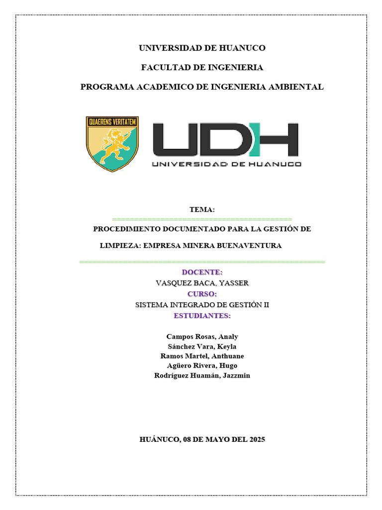 Keyla Procedimiento Documentado Gestion Limpieza | PDF | Seguridad y ...