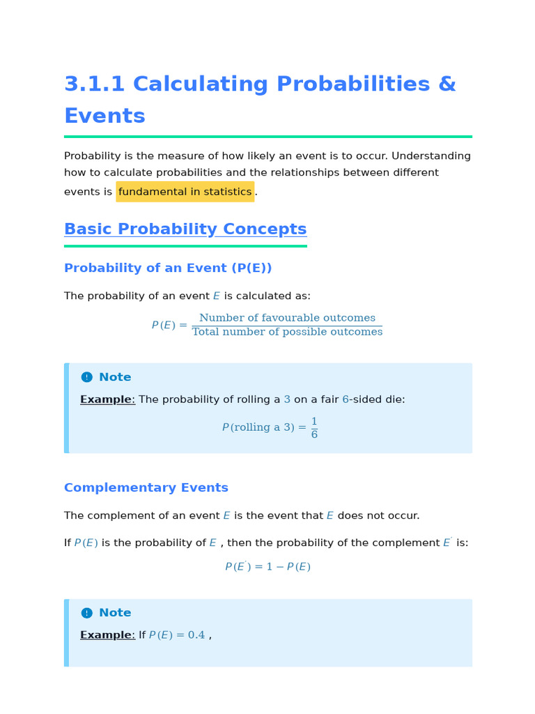 Calculating Probabilities & Events | PDF | Probability | Playing Cards