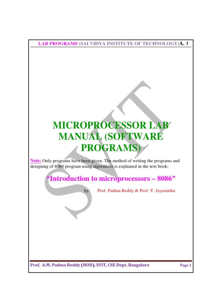 Microprocessor Lab Manual: Assembly Programs | PDF | String (Computer ...