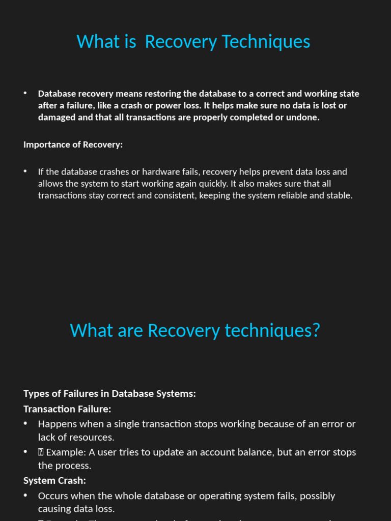 What Is Recovery Techniques M08 | PDF | Database Transaction | Databases