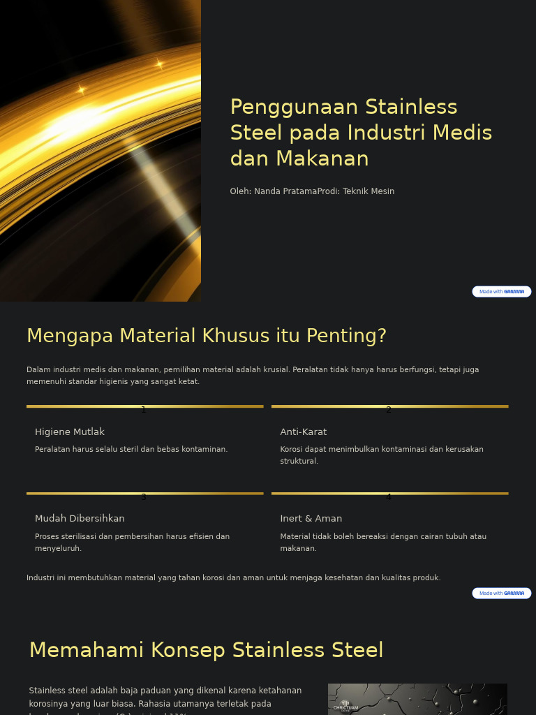 Penggunaan Stainless Steel Pada Industri Medis Dan Makanan | PDF
