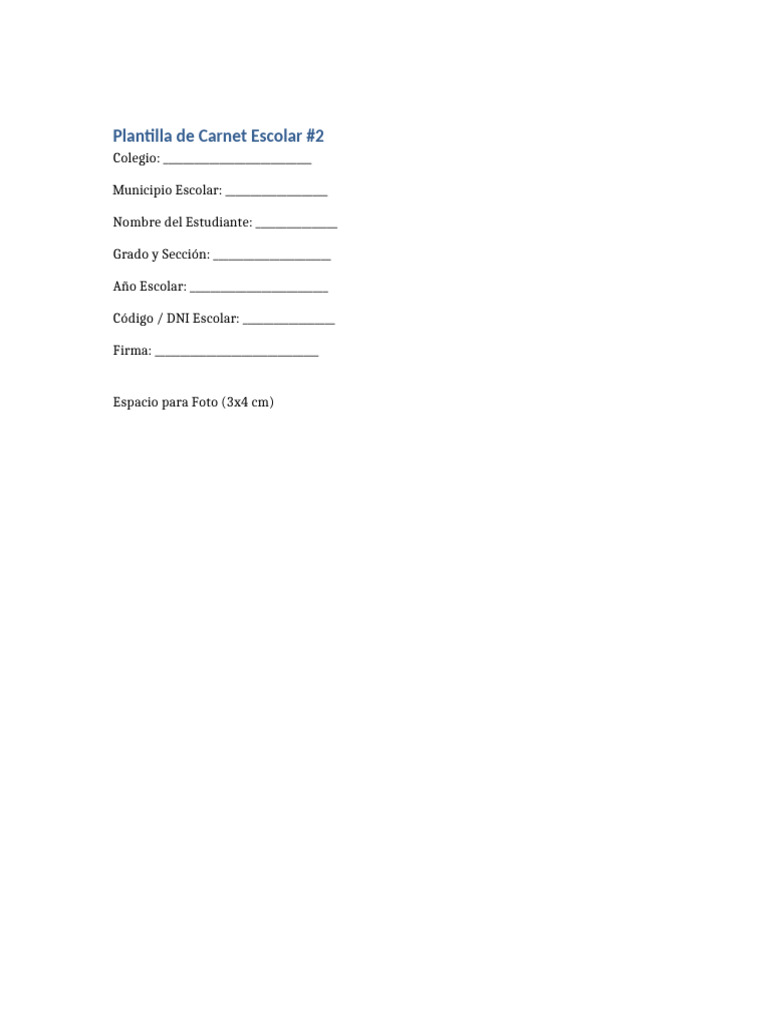 Plantilla de Carnet Escolar Editable | PDF