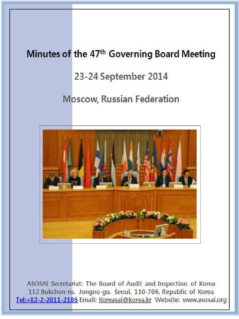 ASOSAI 47th GBM Minutes, Moscow 2014 | PDF | Per Diem | Audit